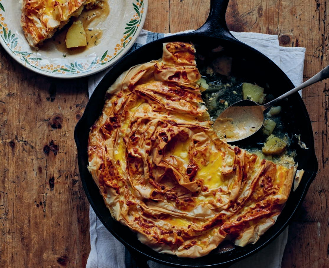 Potato Stew With Cheese Filo Crust Recipe by Irina Georgescu