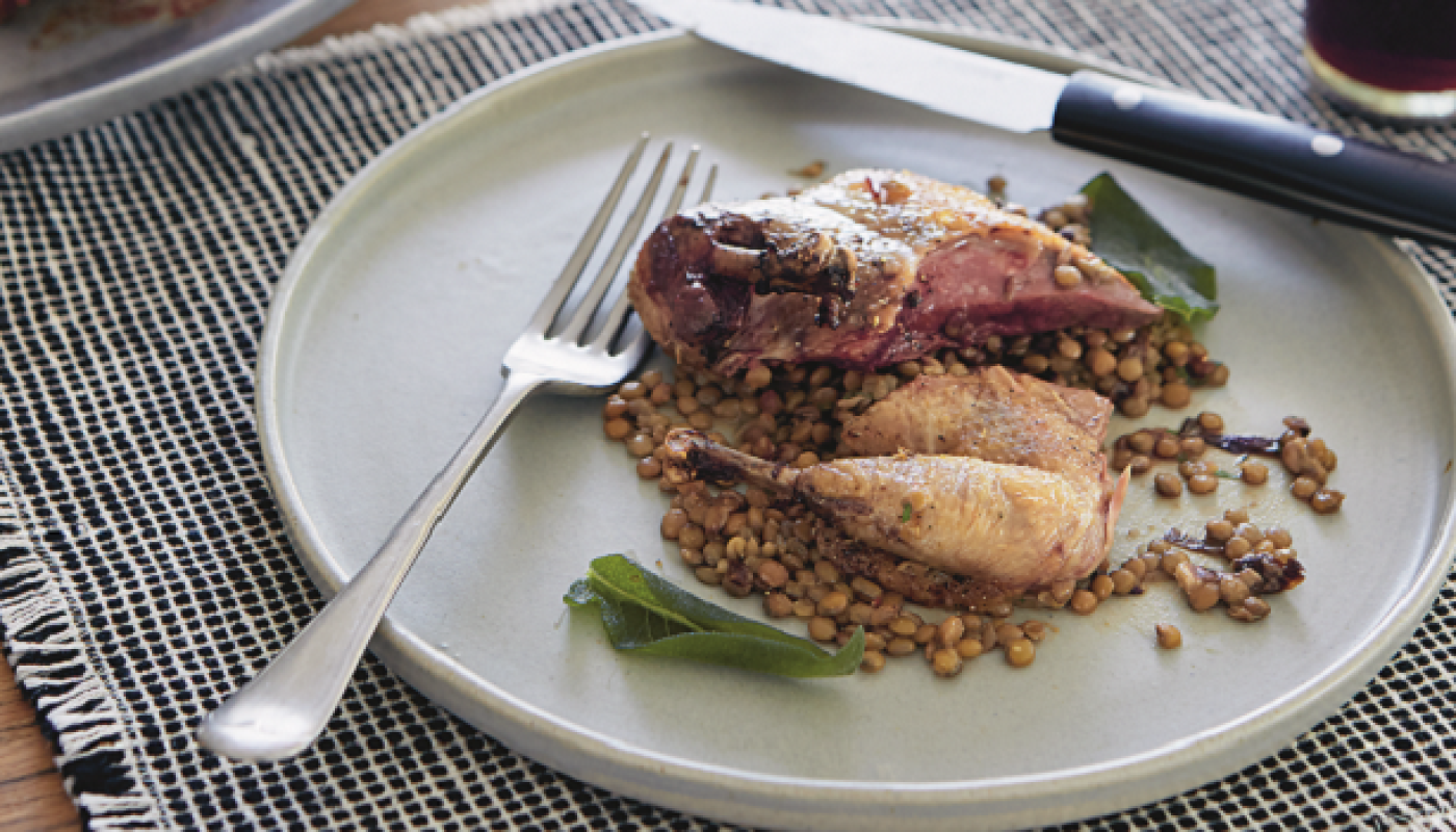 Roast Pigeon Recipe with Lentils and Radicchio by Giorgio Locatelli